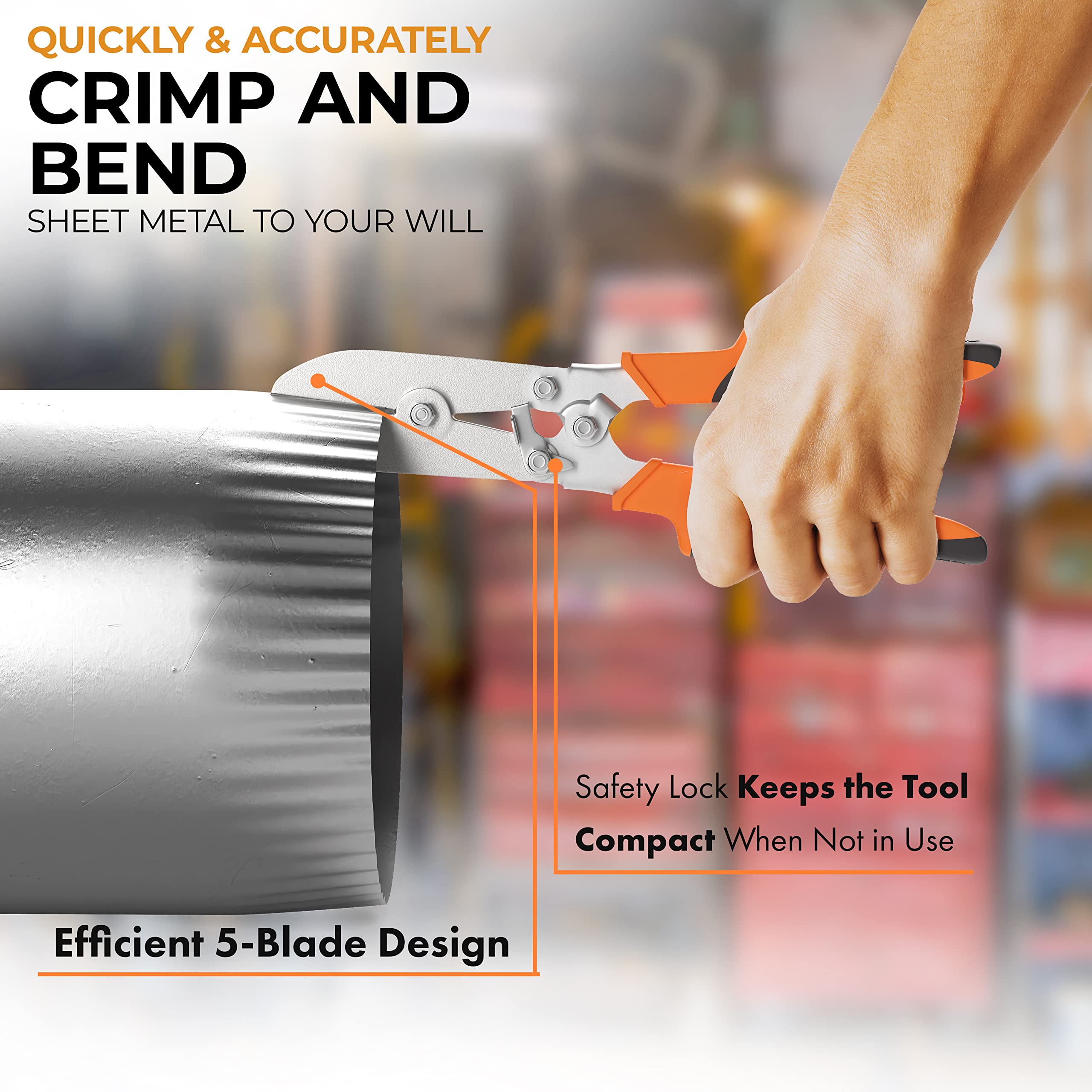 Mua 5 Blade Sheet Metal Crimper Tool – Crimp 24ga Steel and 28ga ...
