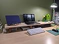 Amazon.com: Aothia Large Dual Monitor Stand Riser, Solid Wood Desk ...