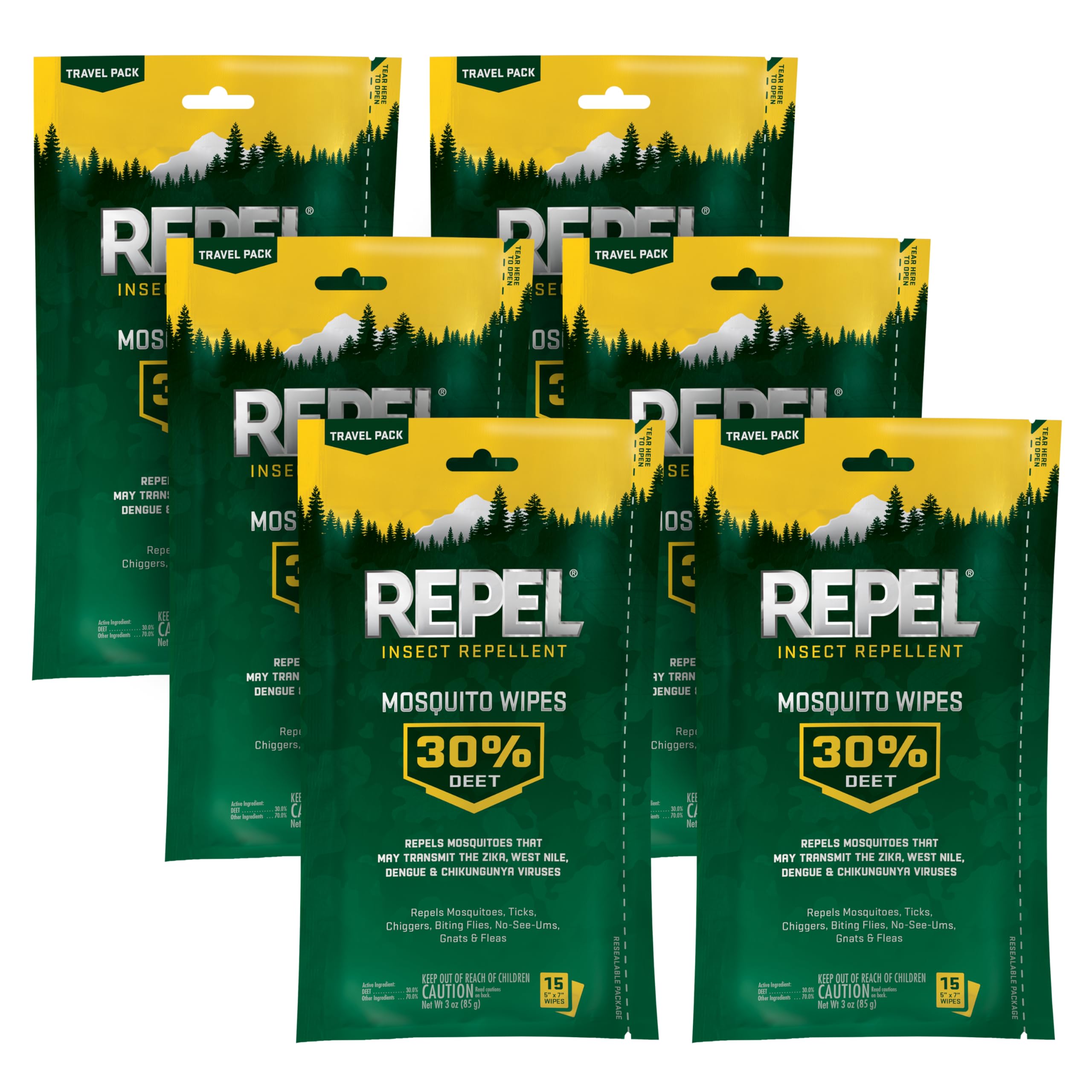 Mua Repel 30-Percent Deet Mosquito Repellent Wipes, 15 Count 6-Pack ...