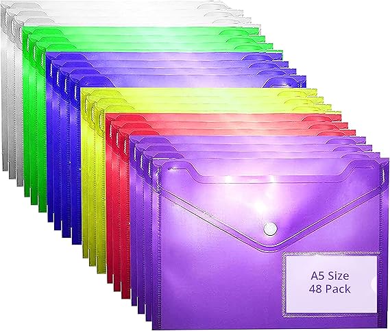 Carpetas Plastico (Pack de 48) - A5, 6 Colores Surtidos, Carpetas ...