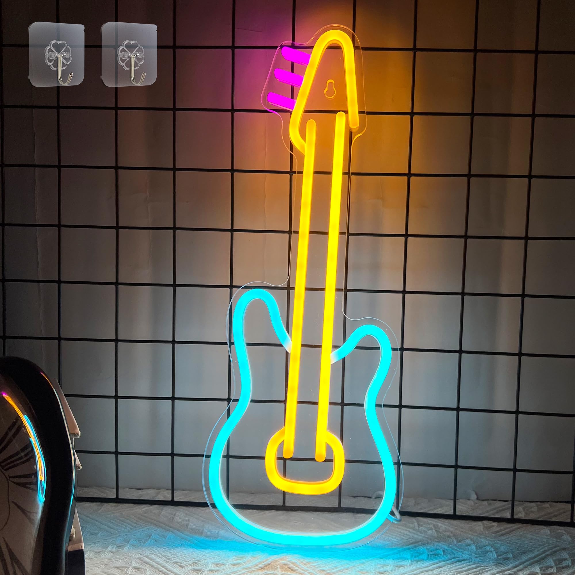 Attivolife Guitar Neon Sign, LED Acrylic Neon Lamp with USB for Music ...