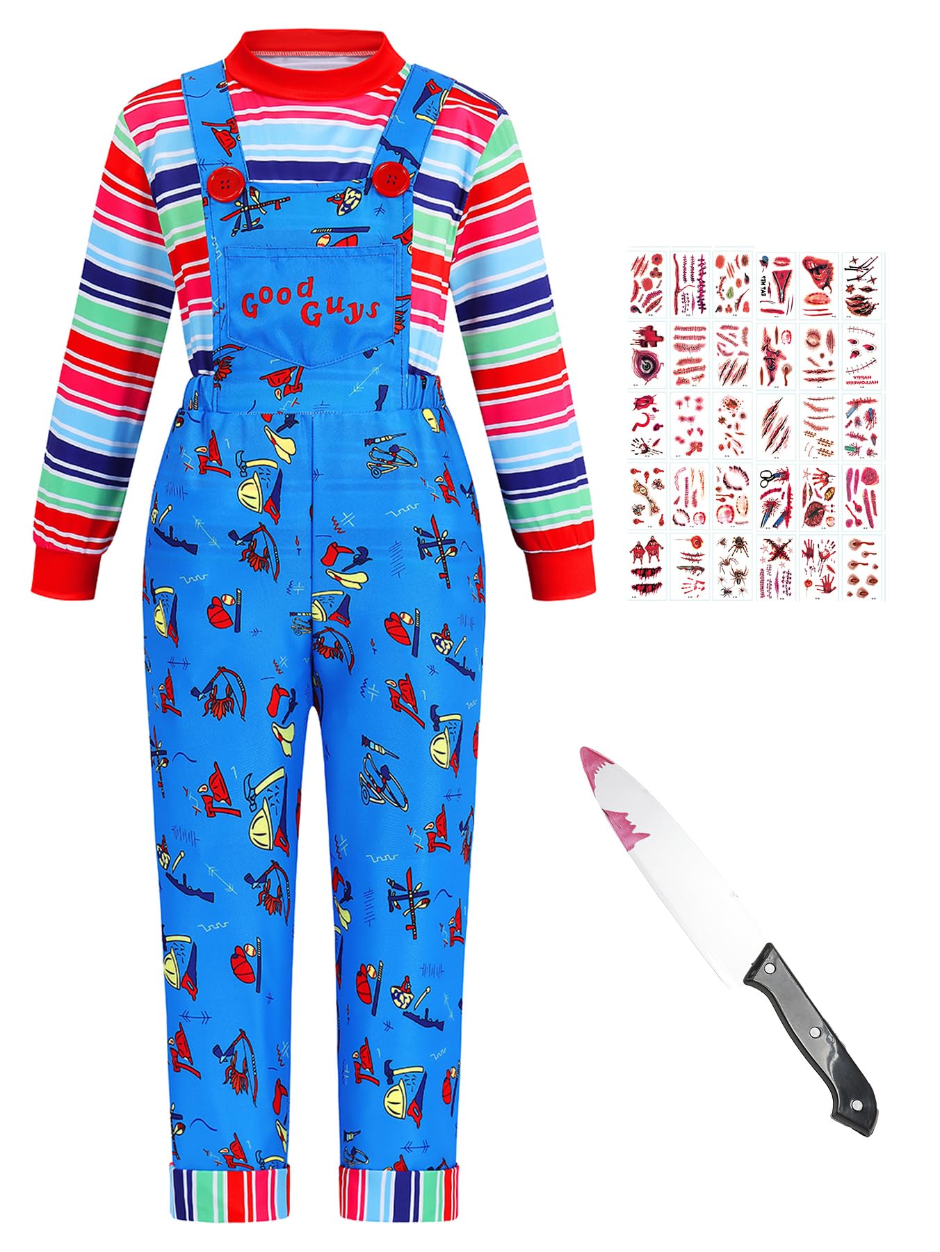 Ruimeier Kids Horror Killer Doll Costume Good Boys Girls Guys Blue ...