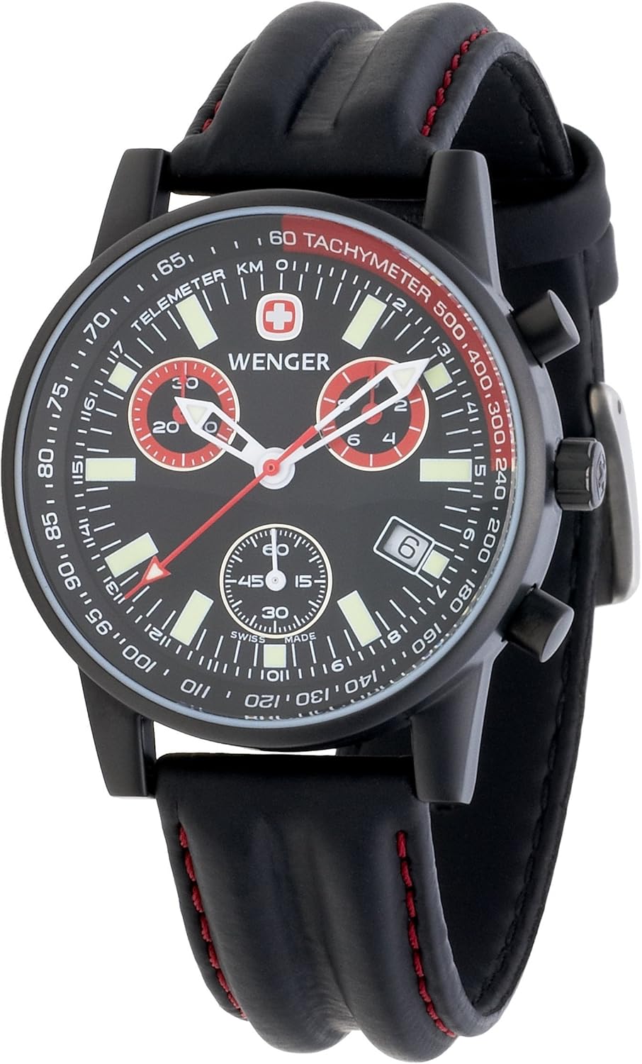 Wenger 'Commando' Red and Black Chronograph Watch With PVD Case: Amazon ...