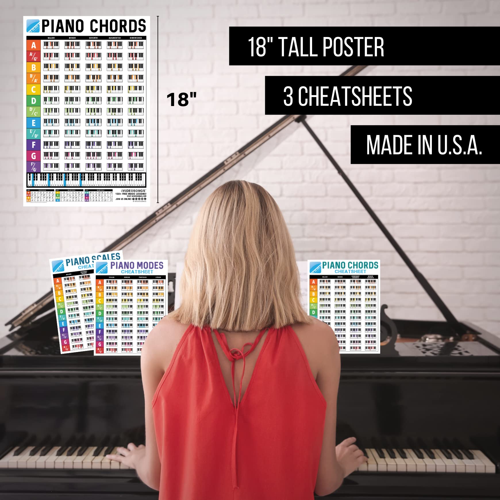 Mua IVIDEOSONGS Piano Chords Poster (12" x 18") & 3 Charts for Chords ...
