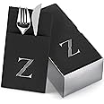 Amazon.com: Monogrammed Napkins Black With Pocket For Flatware, 50-Pack ...