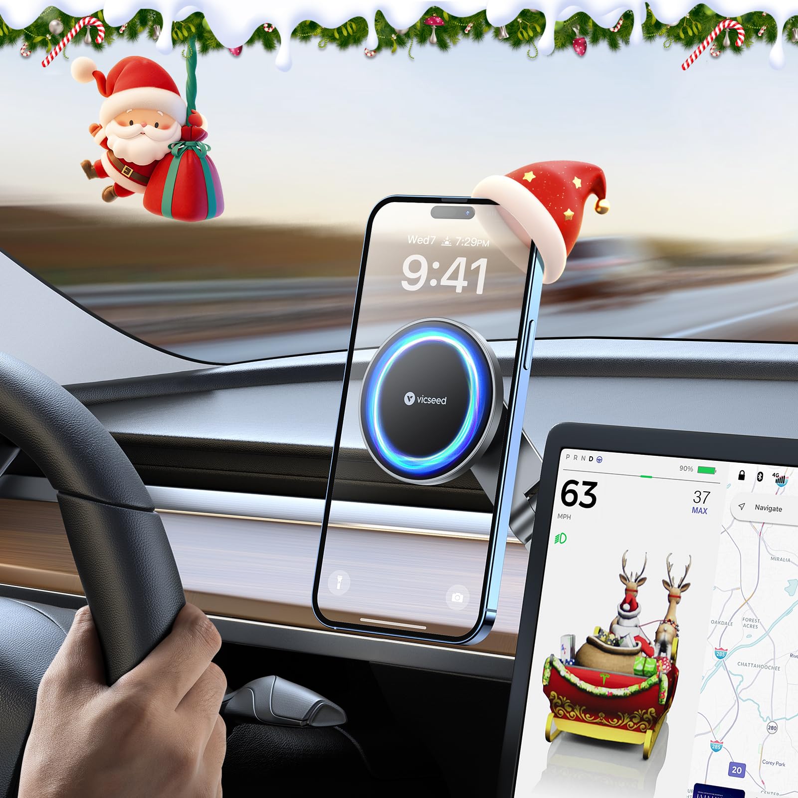 VICSEED Tesla Phone Mount?Strongest Magnet Power?MagSafe Car Mount for ...