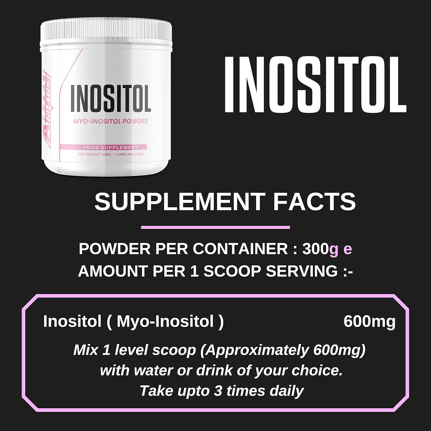 Freak Athletics Inositol (Myo-Inositol) Powder 300g, White, 300 g (Pack ...