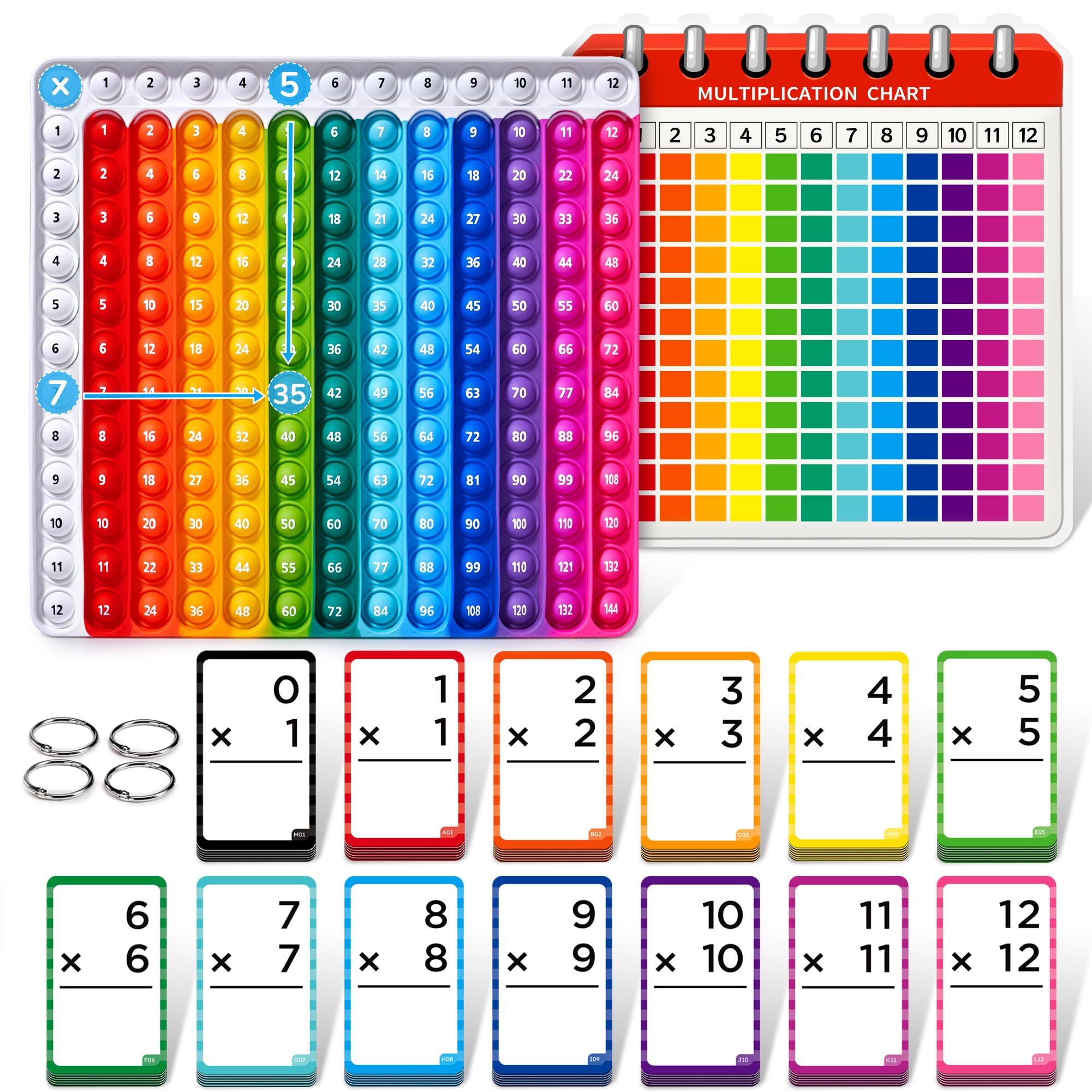 Mua Multiplication Flash Cards + Pop Fidget Chart- 156 Hole Punched ...