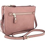 B BRENTANO Vegan Multi-Zipper Crossbody Handbag Purse with Tassel ...