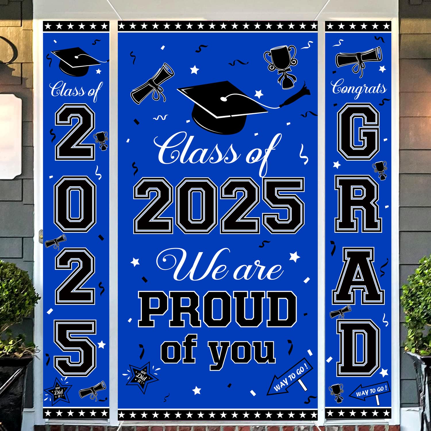 Graduation Door Cover 2025 Graduation Party Decorations Blue, 2025 Grad ...