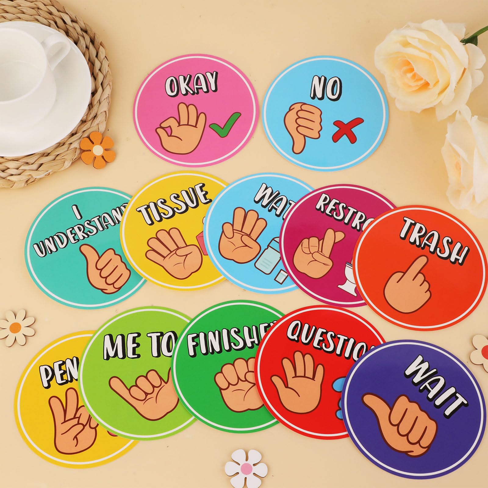Mua 12 PCS Colorful Seat Signals Posters Classroom Hand Signals Decors ...