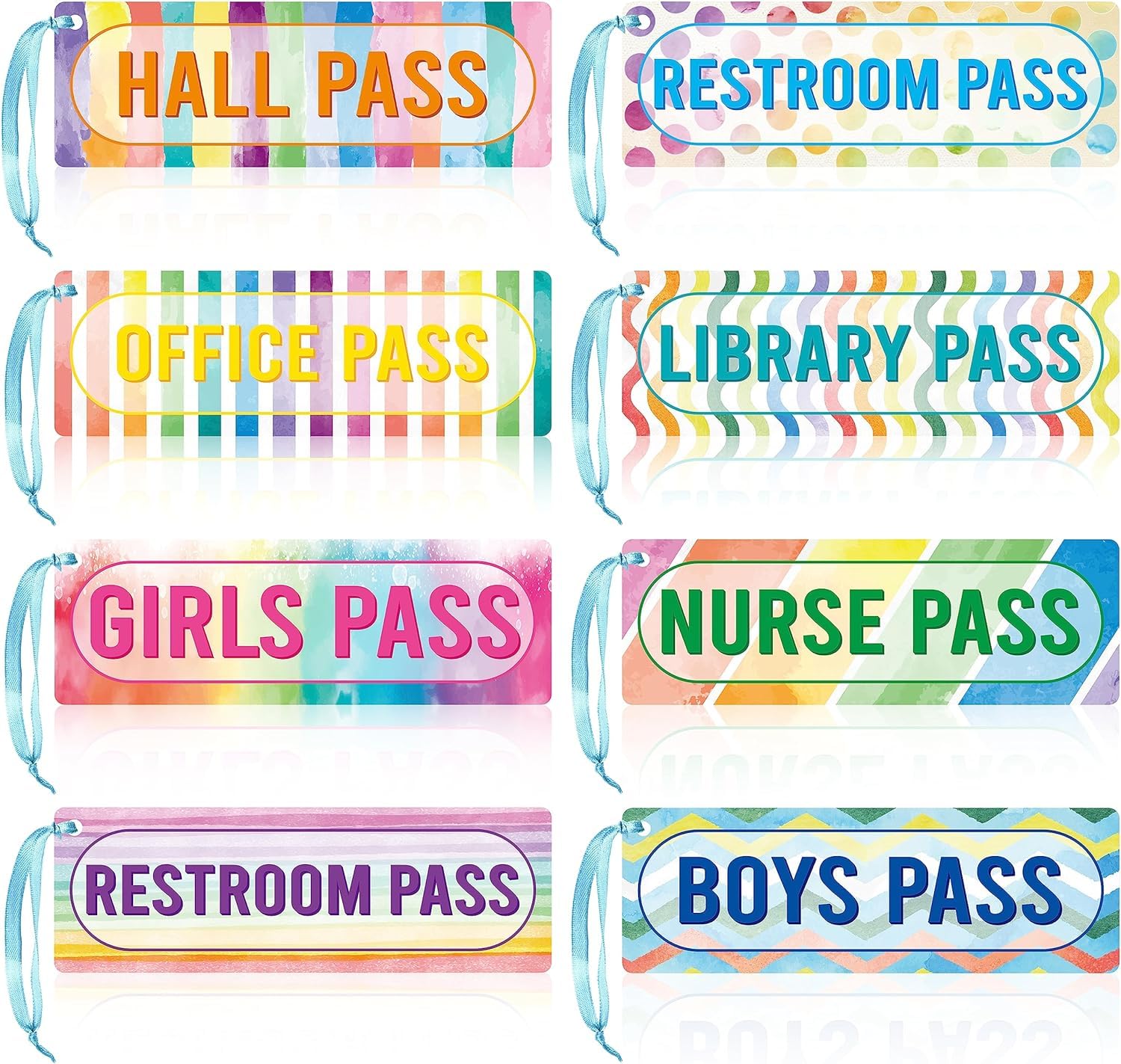 School Bathroom Pass Clipart BeYumi 8Pcs Watercolor Rainbow Magnetic