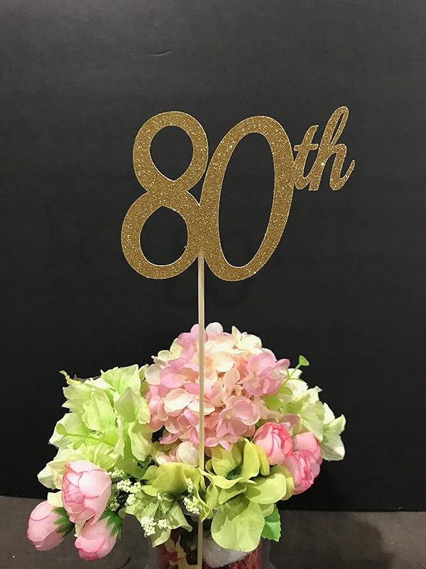 Amazon.com: 80th Birthday Decorations, 80th Birthday Centerpiece Sticks, Glitter 80, 80th ...