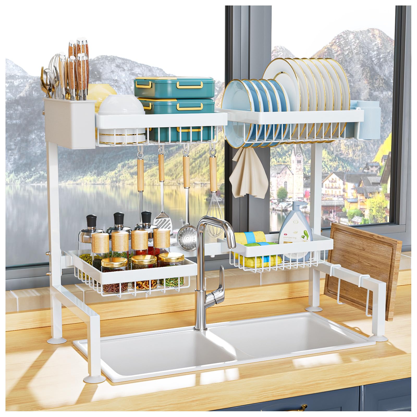 YKLSLH Over Sink Dish Drying Rack, Expandable Large Drying Rack ...