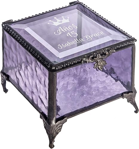 Amazon.com: Personalized Quinceanera Jewlery Box Engraved Glass ...