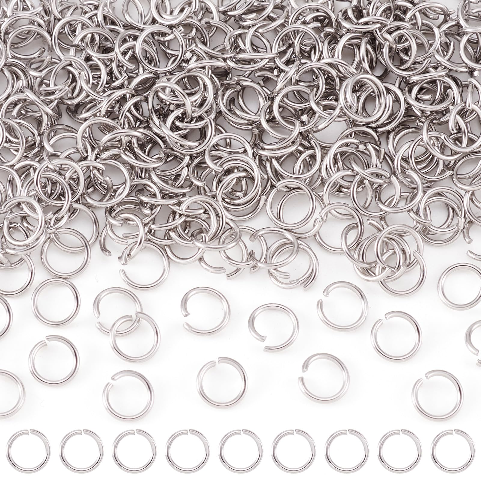Craftdady 1000Pcs Stainless Steel Open Jump Rings 8mm Round 1mm Thick ...