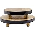 Amazon.com: AuldHome Farmhouse Round Wooden Risers (Set of 2, Black ...
