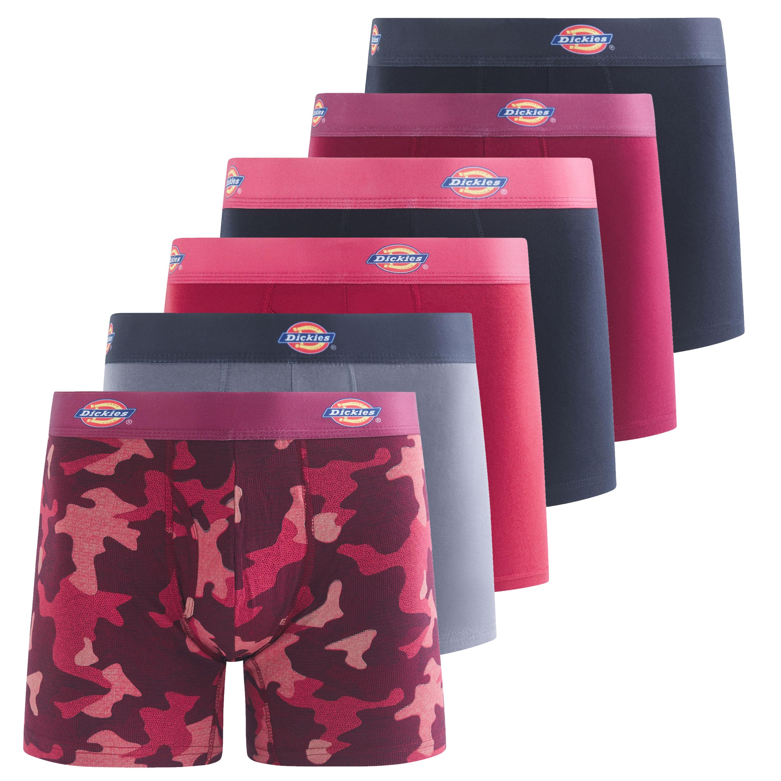 Dickies Mens Underwear 6 Pack Boxers for Men Breathable Cotton Boxer ...