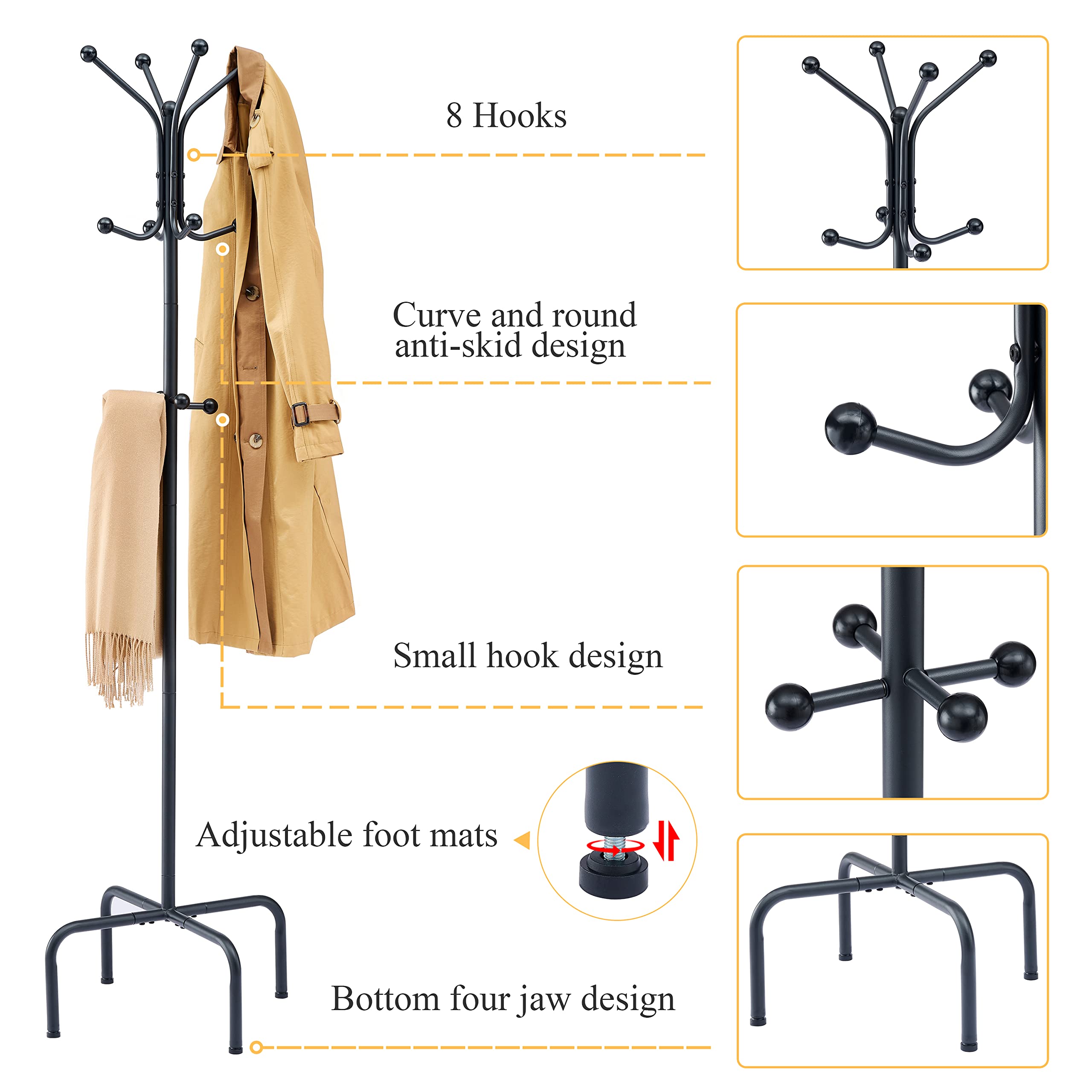 Mua Hoctieon Coat Rack Freestanding, Entryway Coat Rack With 12 Hooks ...