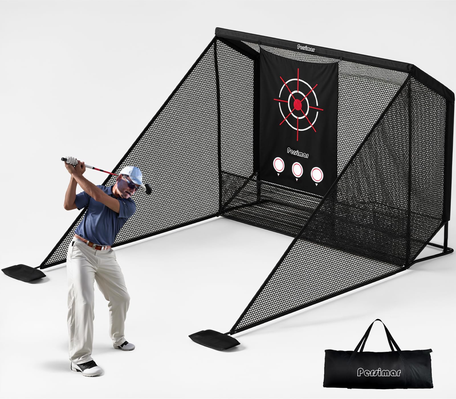 Golf Cage Practice Hitting Net,10x7ft Heavy Steel Frame with 2 Net Side ...