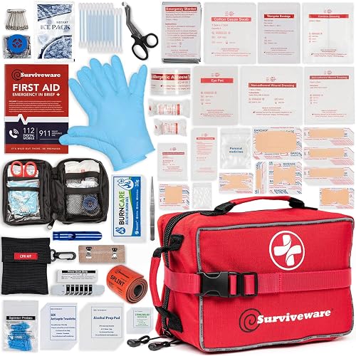 Surviveware 238 Pcs Comprehensive Premium Survival First Aid Kit ...