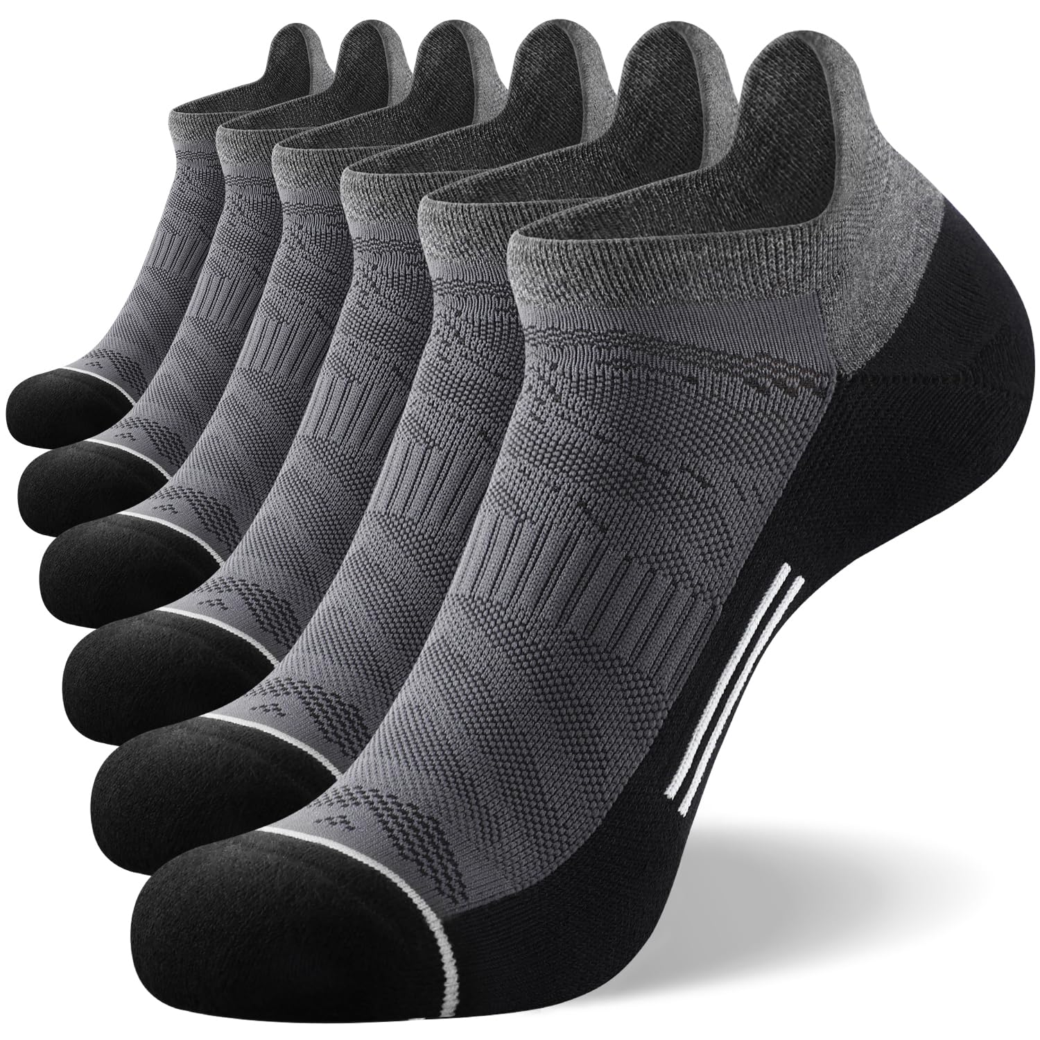 FITRELL 6 Pack Ankle Running Socks for Men and Women Low Cut Cushioned ...