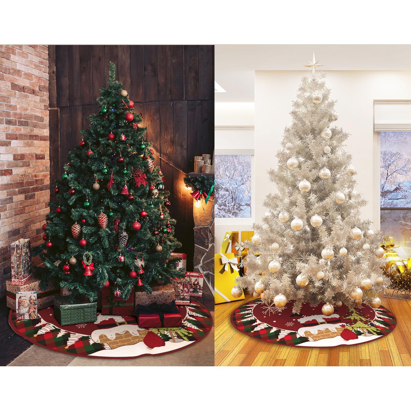 Mua Christmas Tree Skirt 48 Inch Red Rustic Snowflakes Xmas Tree Skirts ...