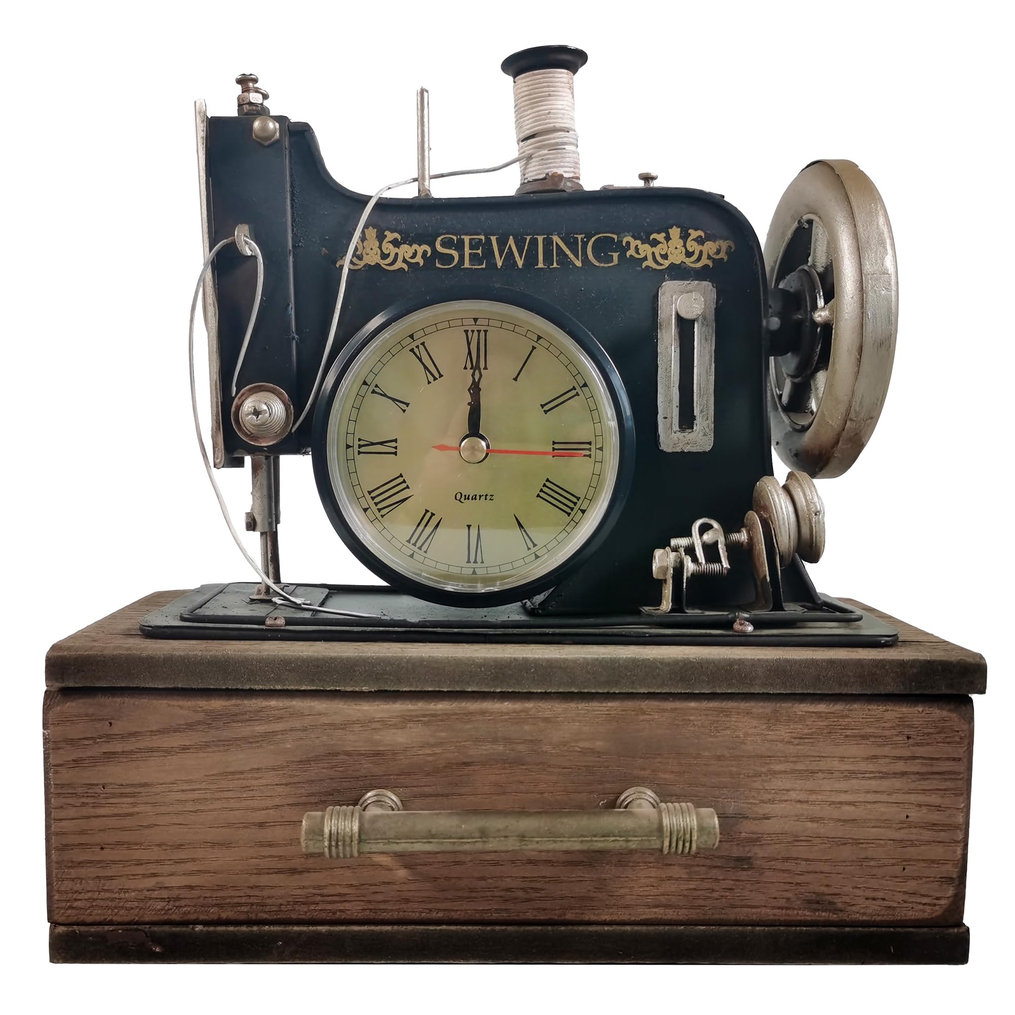 Berfutall-Vintage Sewing Machine with Wooden Case, Battery Operated ...