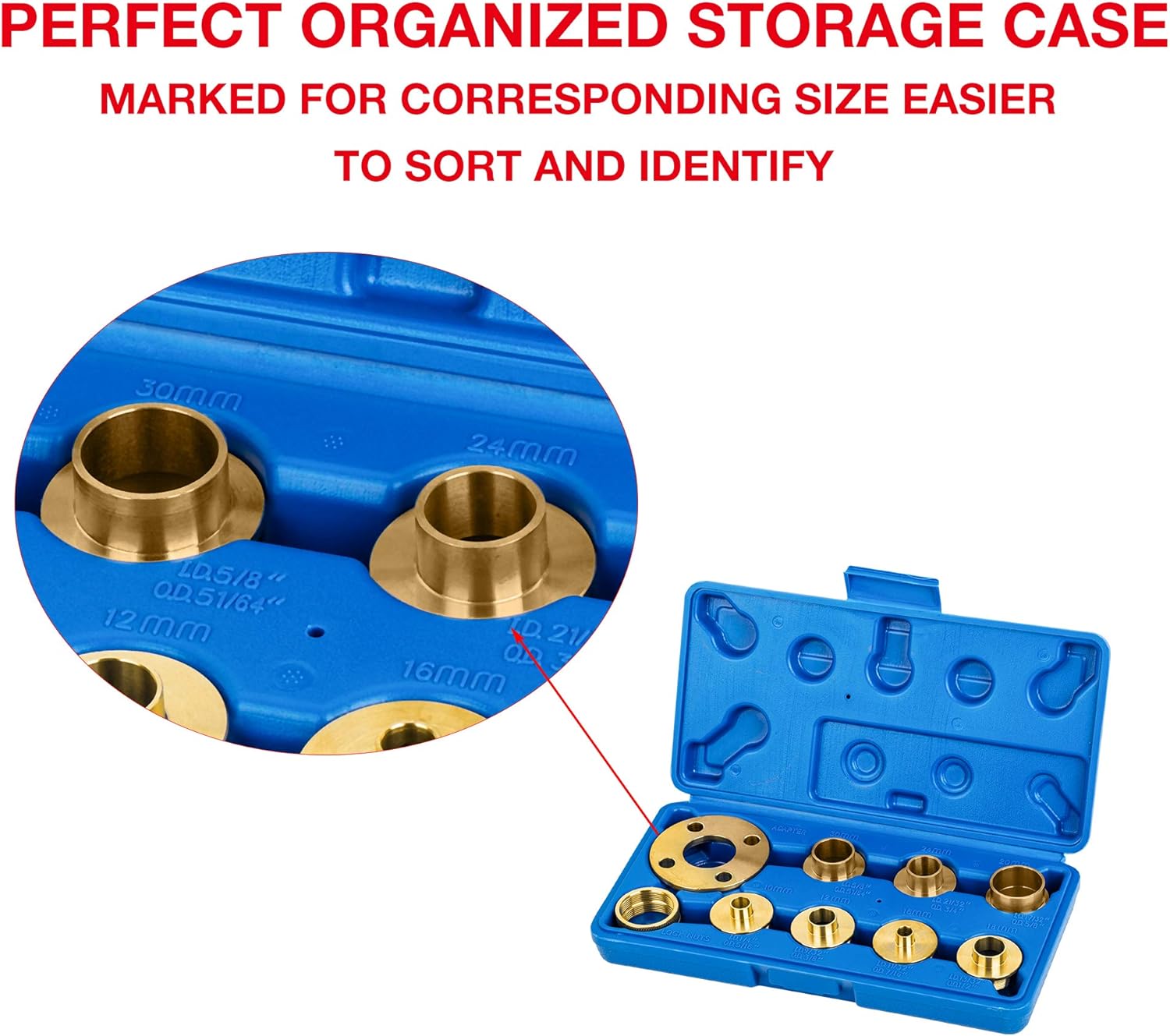 KATSU Tools Brass Router Guide Bush Bushing Set with Case – 10 Pieces ...