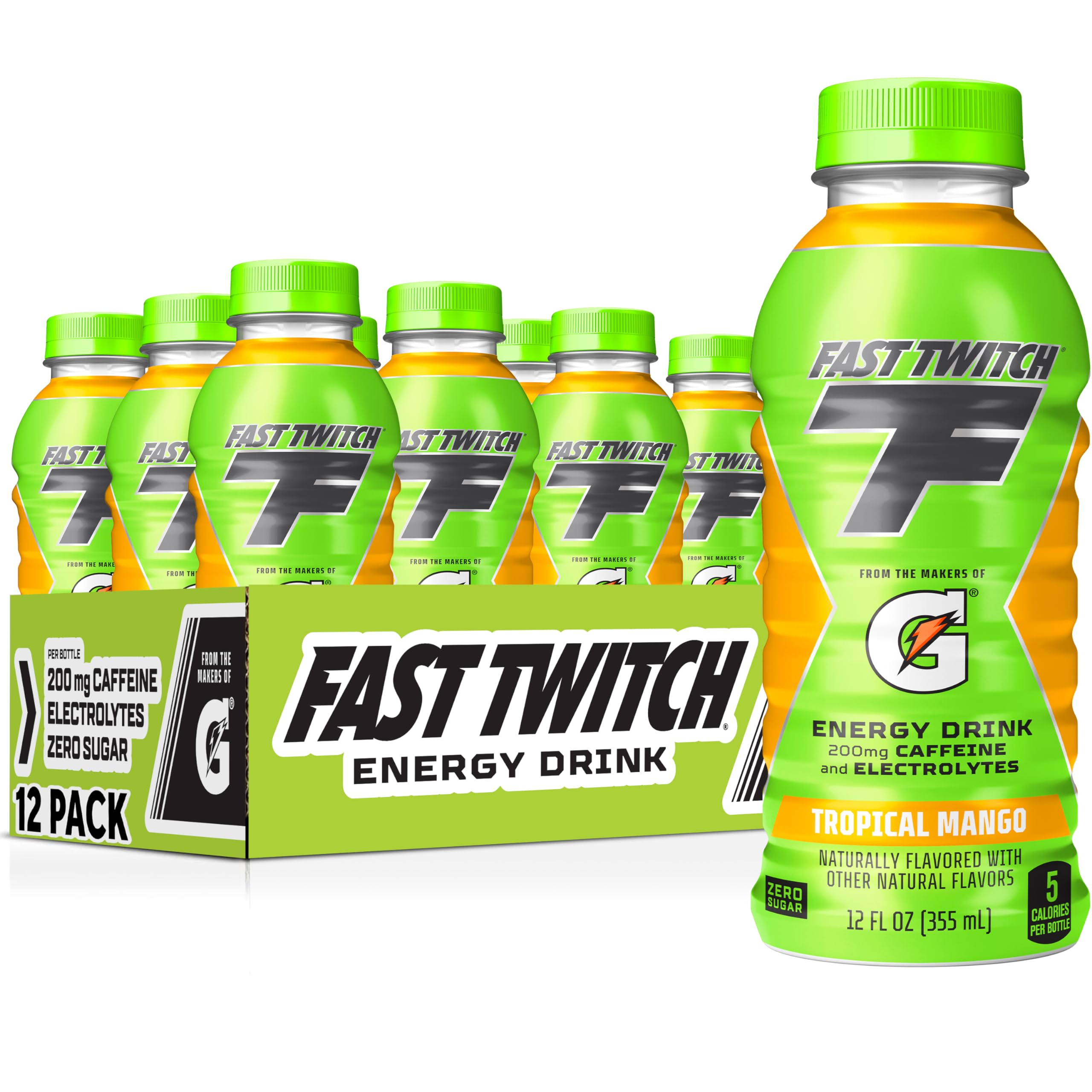 Fast Twitch Energy drink from Gatorade, Tropical Mango, 12oz Bottles ...