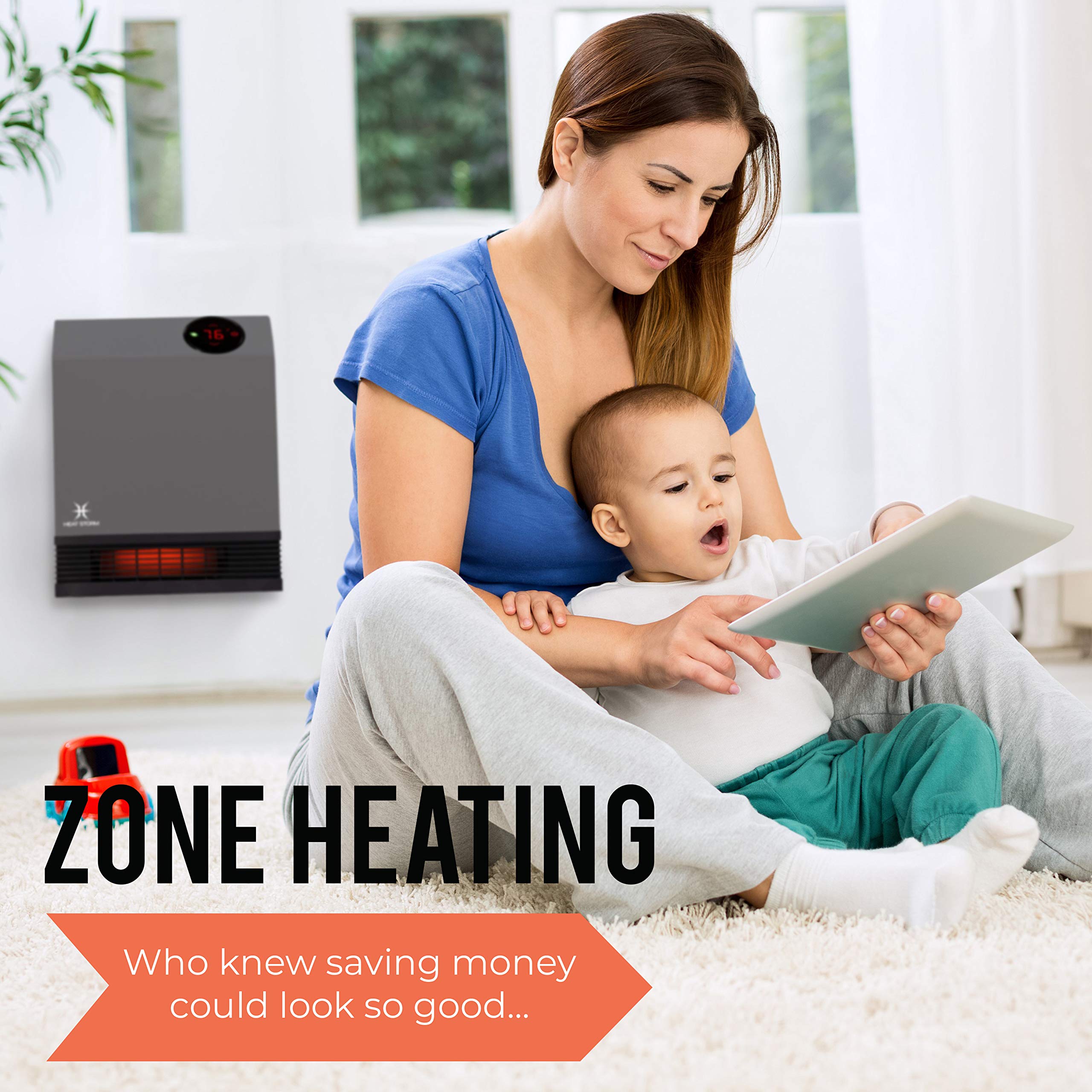Heat Storm Wall Gray HS-1000-WX Deluxe Indoor Infrared Space Saving ...
