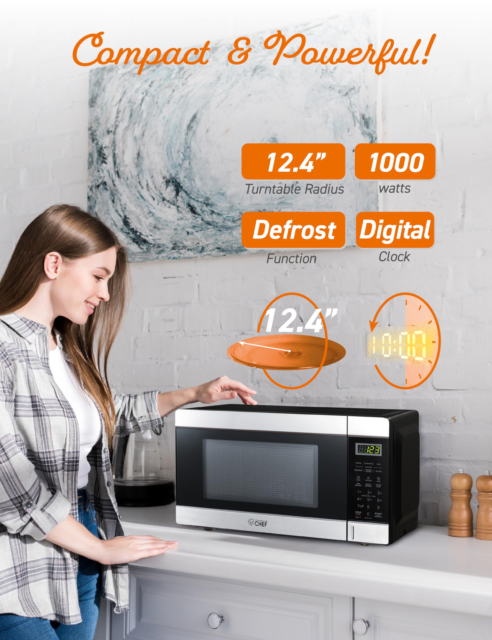 Mua COMMERCIAL CHEF 1.1 Cu Ft Microwave with 10 Power Levels, Small ...