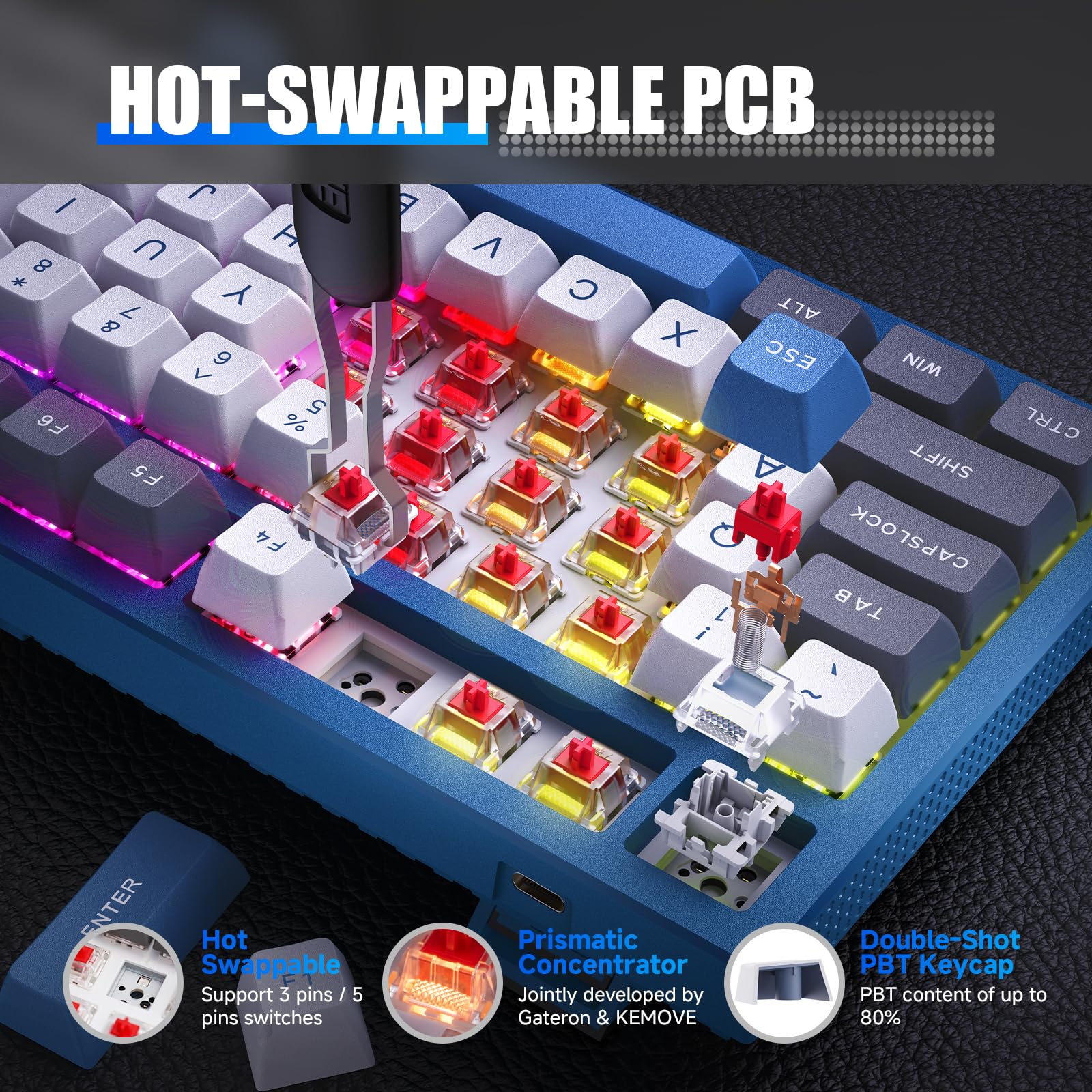 Mua K87 80% Wireless TKL Mechanical Gaming Keyboard, RGB LED Backlit ...