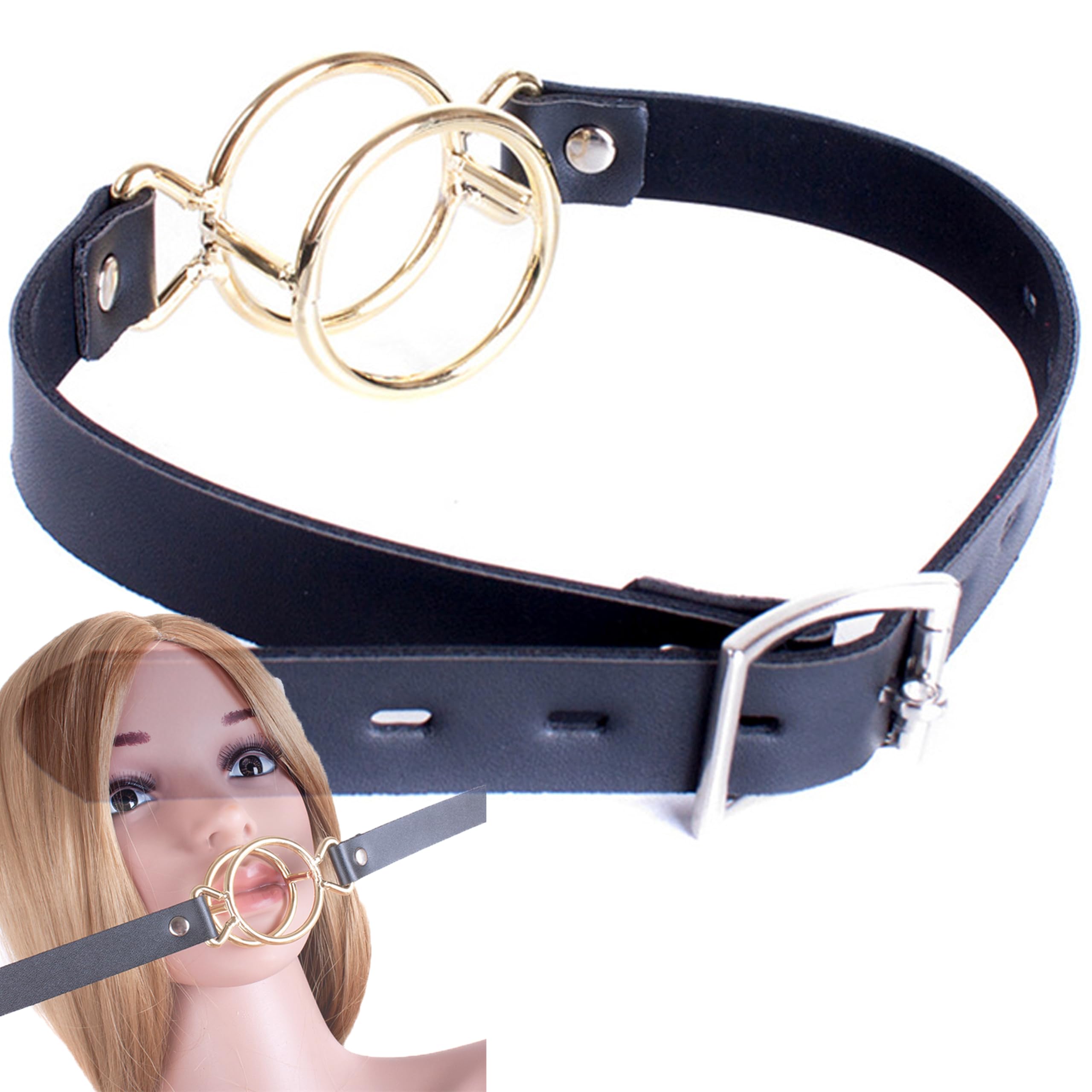 Double O Ring Open Mouth Gag Deep Throat Oral Sex Adjustable Strap Oral ...