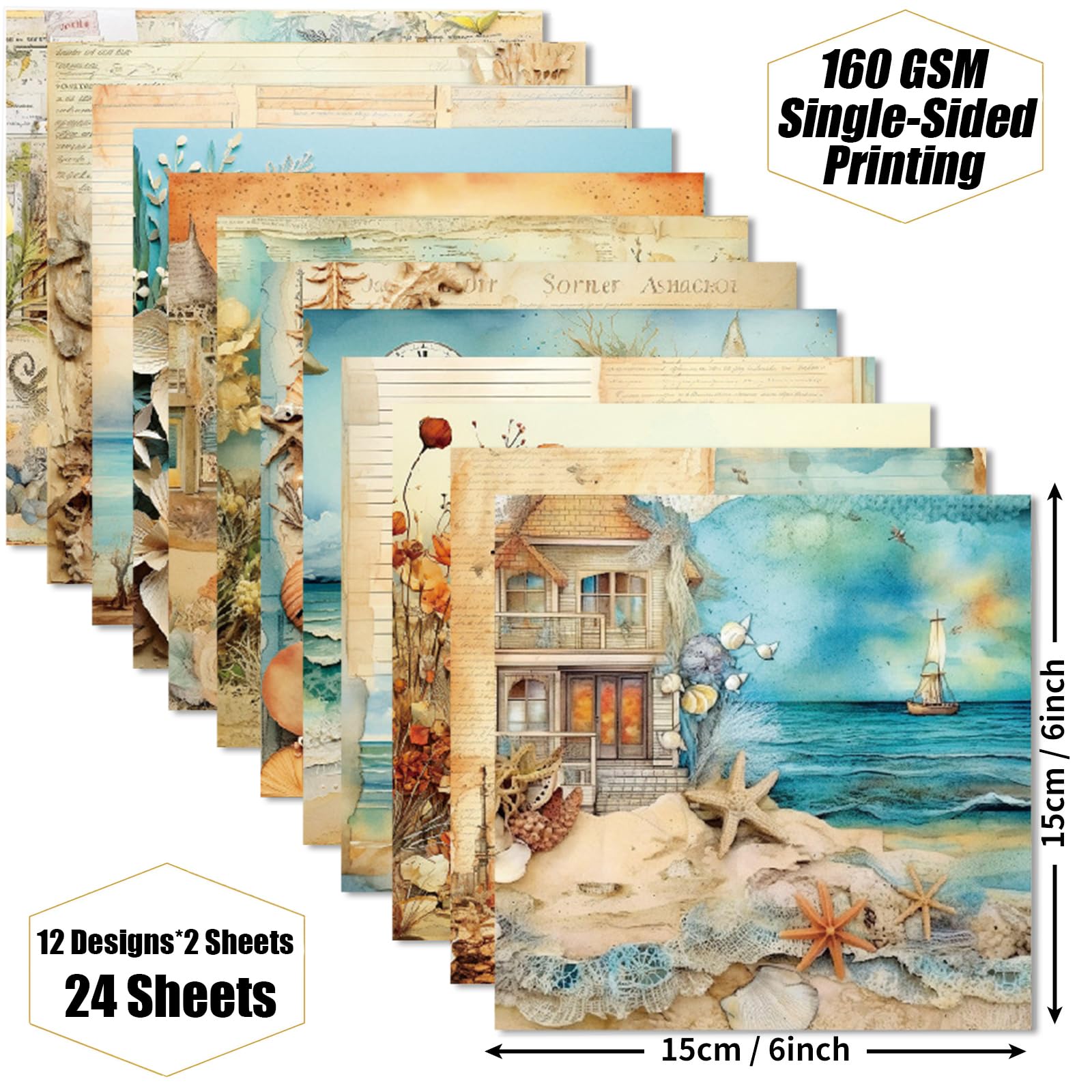 Beach House Scrapbook Paper Pad - 6x6 Sea Themed Travel & Vacation ...