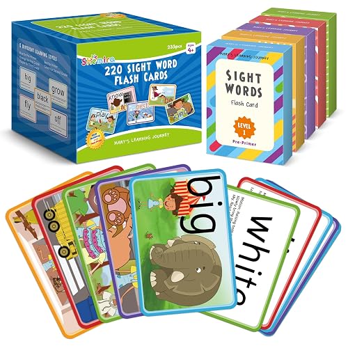 Shemira 220 Sight Words Flash Cards for Preschool,Kindergarten,1st 2nd ...