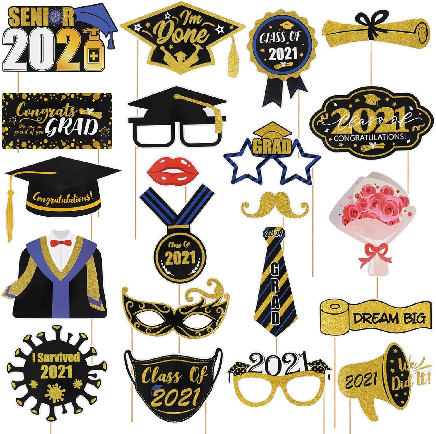 Amosfun 2021 Graduation Photo Props Handheld Portable Congratulations ...