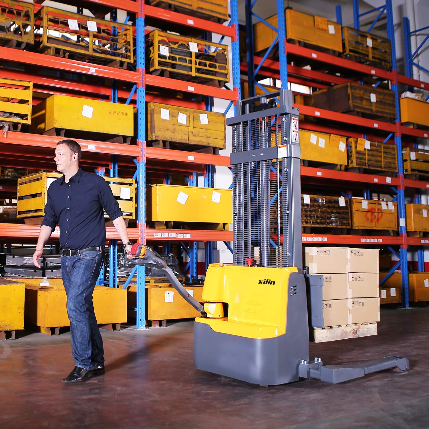 Xilin Full Electric Powered Stacker Material Lift with Straddle Legs 98 ...