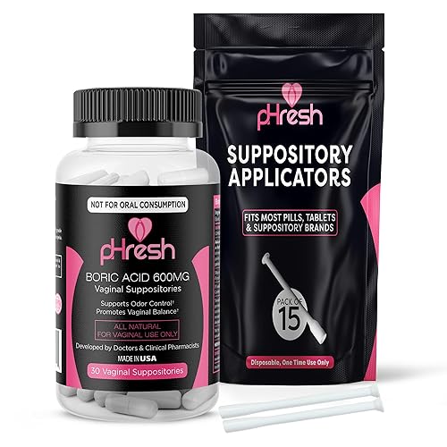 ACE NUTRITION pHresh Boric Acid Vaginal Suppositories 600mg (30 Count ...