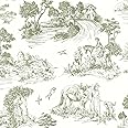 lenify Green Toile Peel and Stick Wallpaper Vintage Contact Paper 16 ...