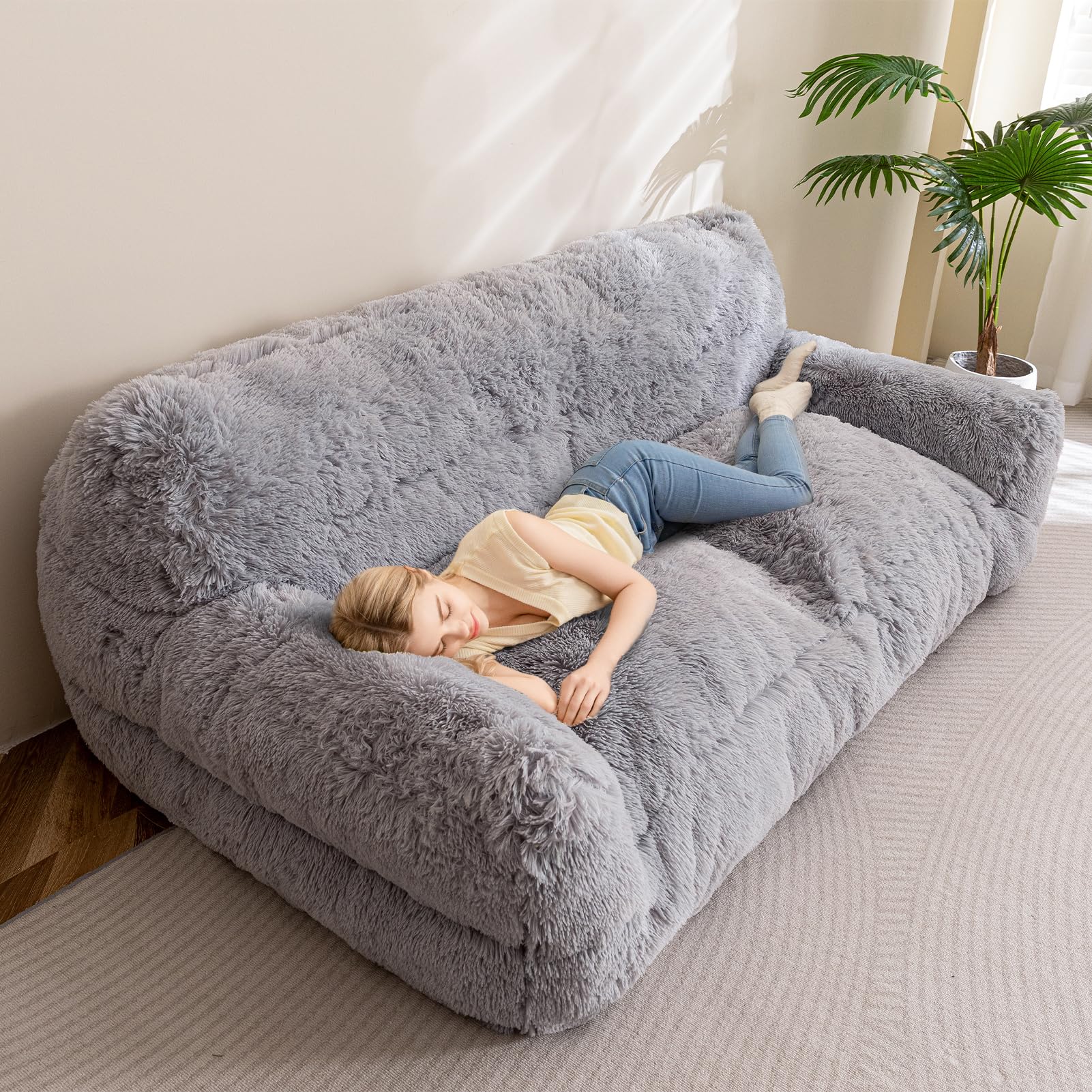 HIGOGOGO Giant Human Dog Sofa Bed, Big Comfy Floor Sofa Couch for Pet ...
