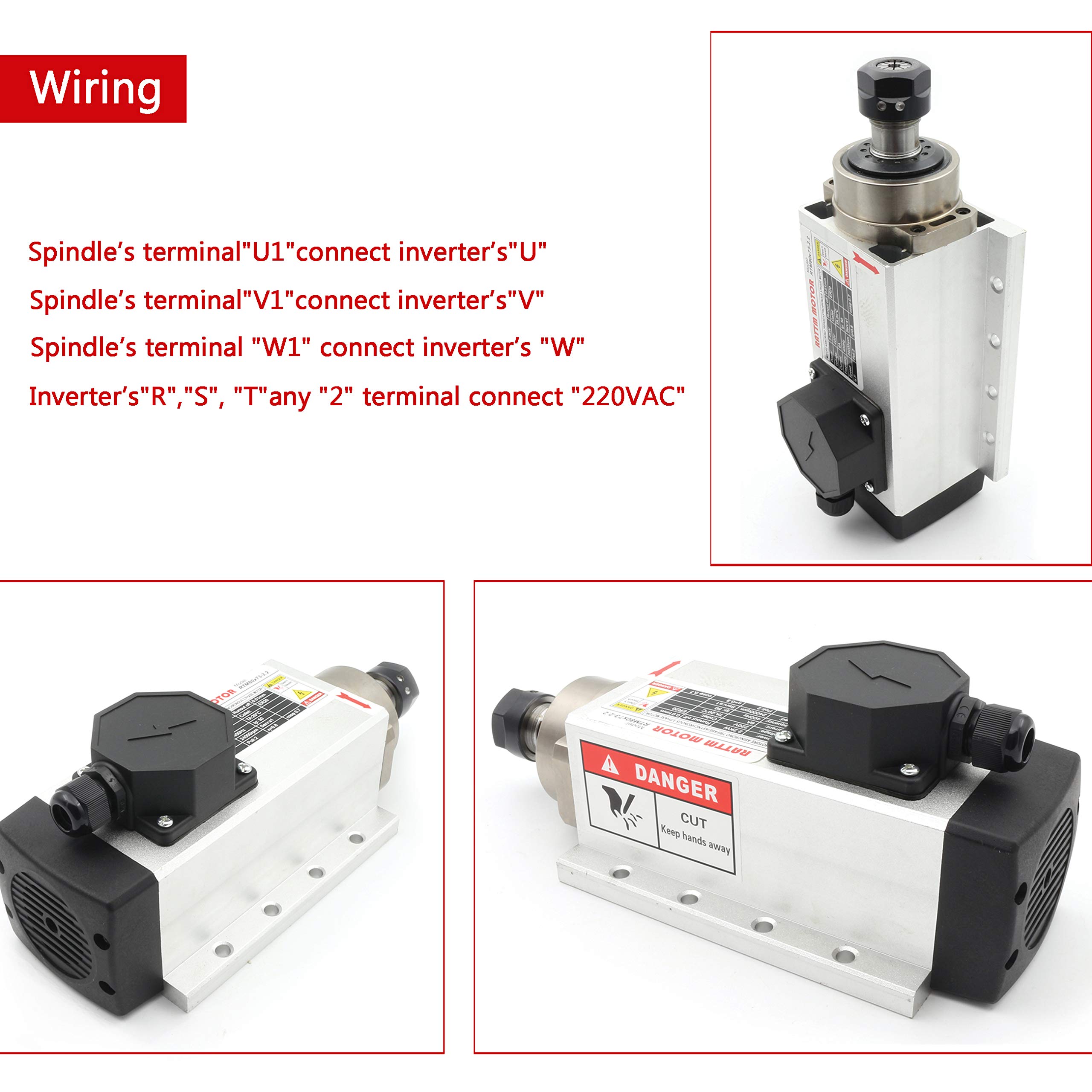 Mua Square Air Cooled Spindle Motor 2.2KW ER20 24000rpm 220V 6A 400Hz ...