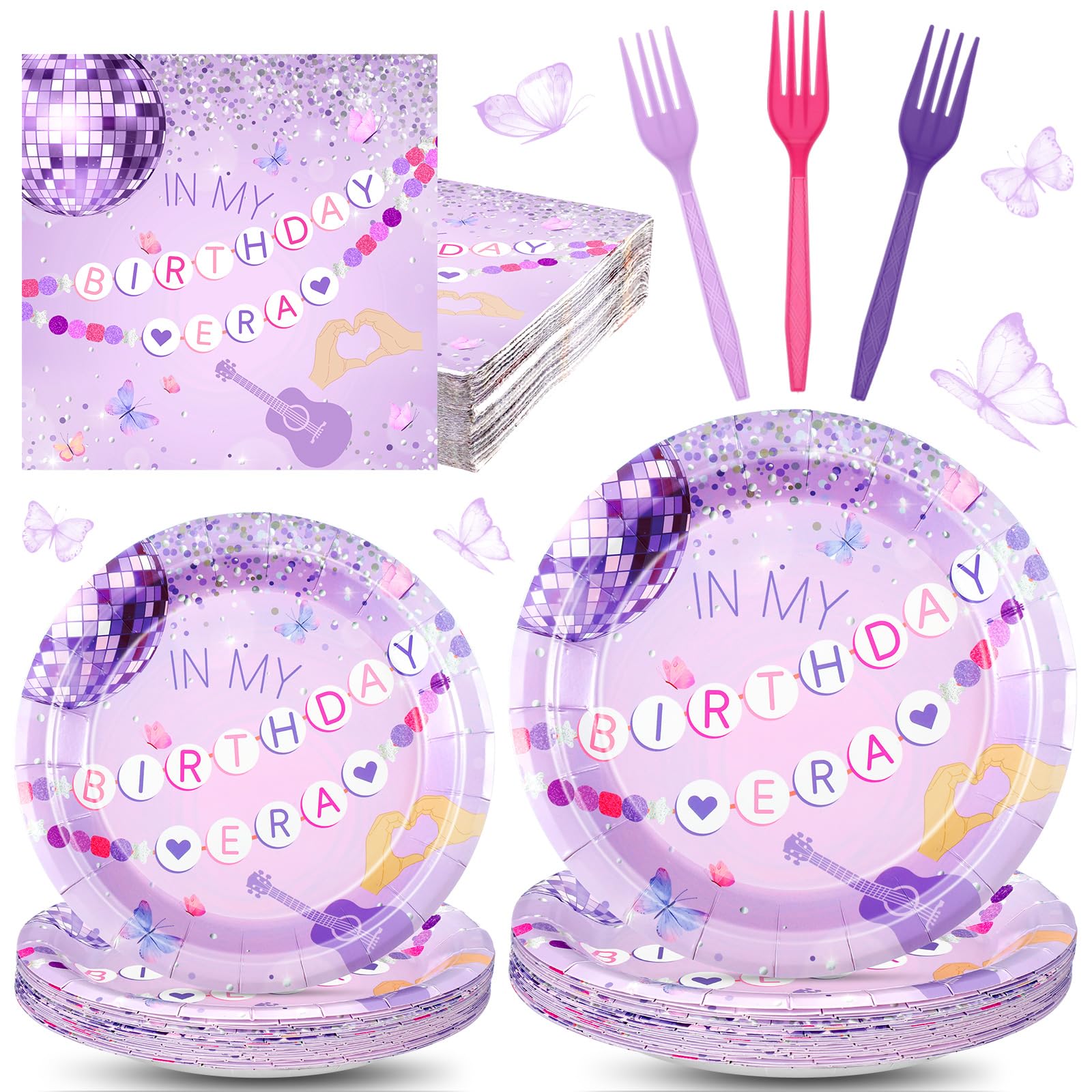 Baderke In My Birthday Era Party Tableware Set, 96 Pcs Disposable Paper ...