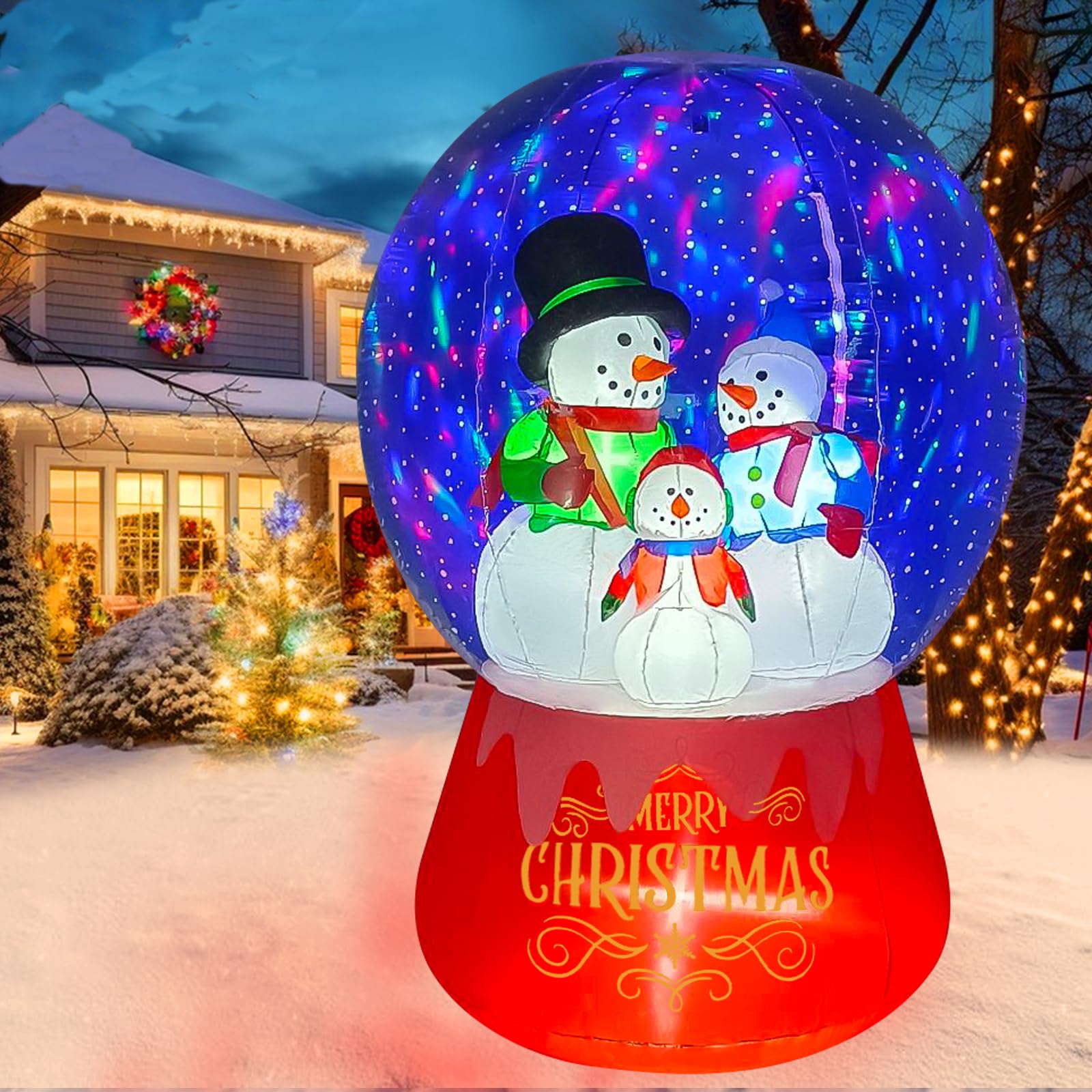EBANKU 6FT Christmas Inflatable Snow Globe Yard Decorations, Snowmen ...