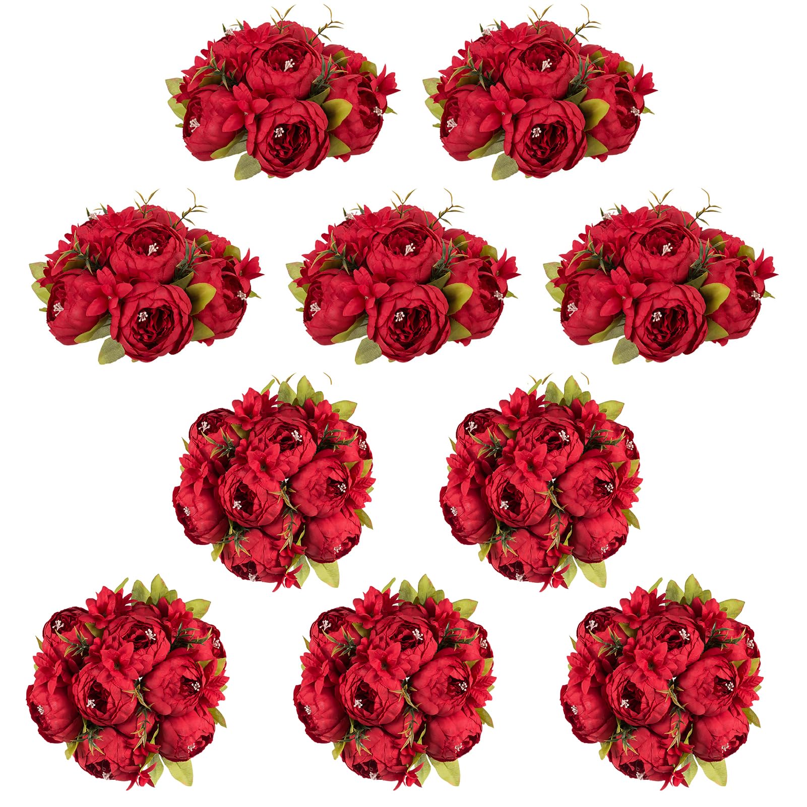 NUPTIO Flower Balls Flowers for Centerpieces: 10 Pcs 9.4 inch Diam Red ...