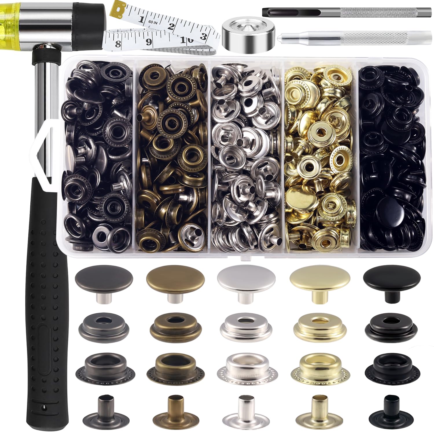 506PCS Stainless Steel Snaps, Heavy Duty Snap Fastener Tool, Canvas ...