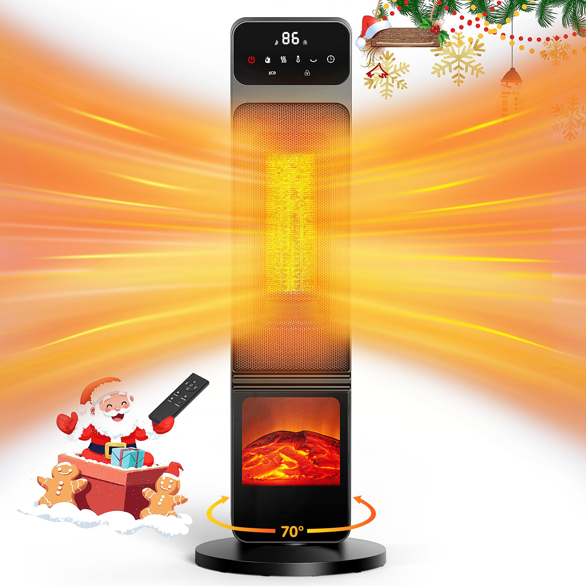 Space Heater, 1500W Electric Fireplace Heaters Indoor Portable with ...