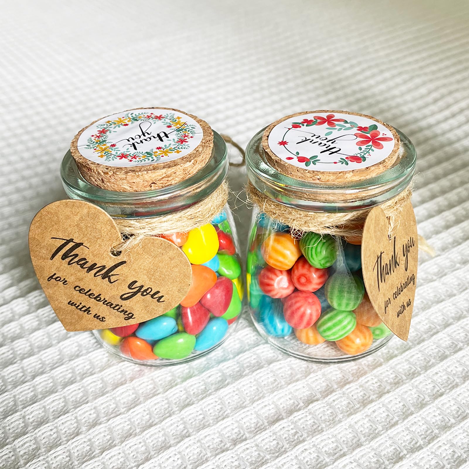 AIXIANG Baby Shower Favors 50 Set Glass Favor Jars with Cork Lid,and 60 ...