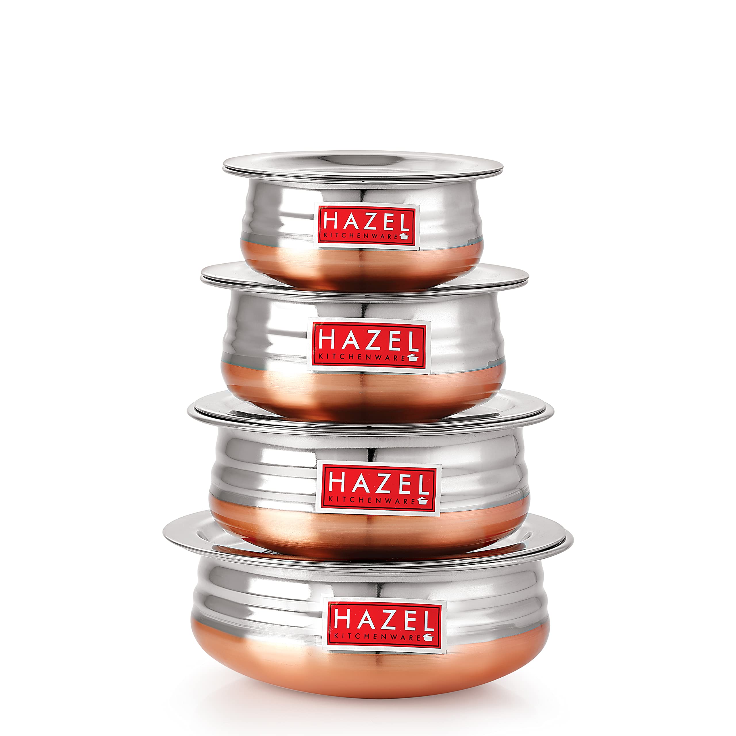 HAZEL Stainless Steel Copper Bottom Pot Handi with Lid | Urli Vessel ...