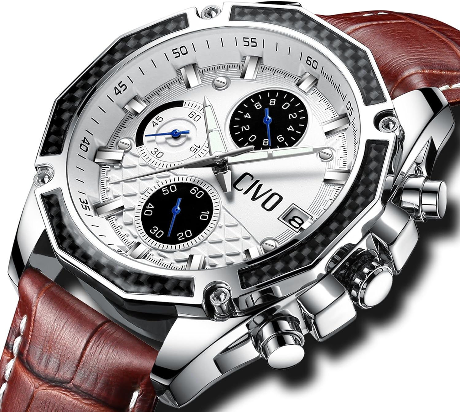 CIVO Mens Watch Multifunctional Chronograph Date Calendar Waterproof ...